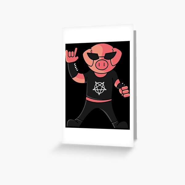 "Heavy metal pig" Greeting Card by tonstan | Redbubble