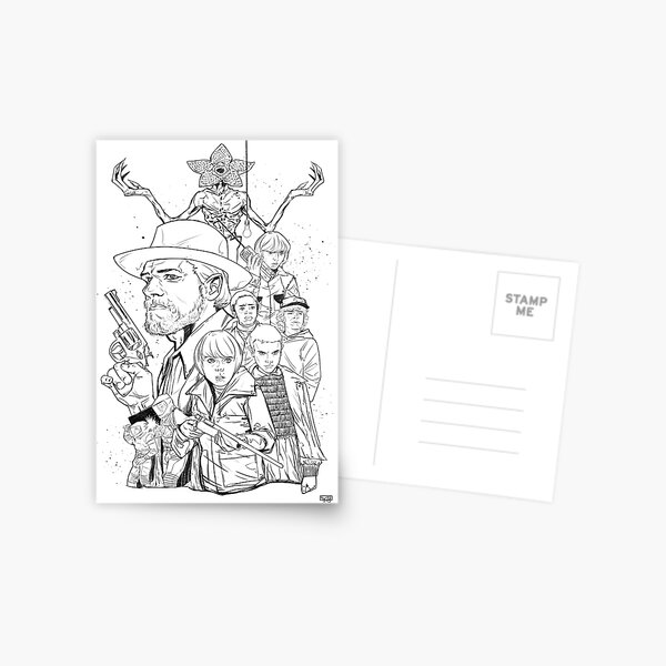"Stranger Things Line Art" Postcard for Sale by ConnorHero | Redbubble