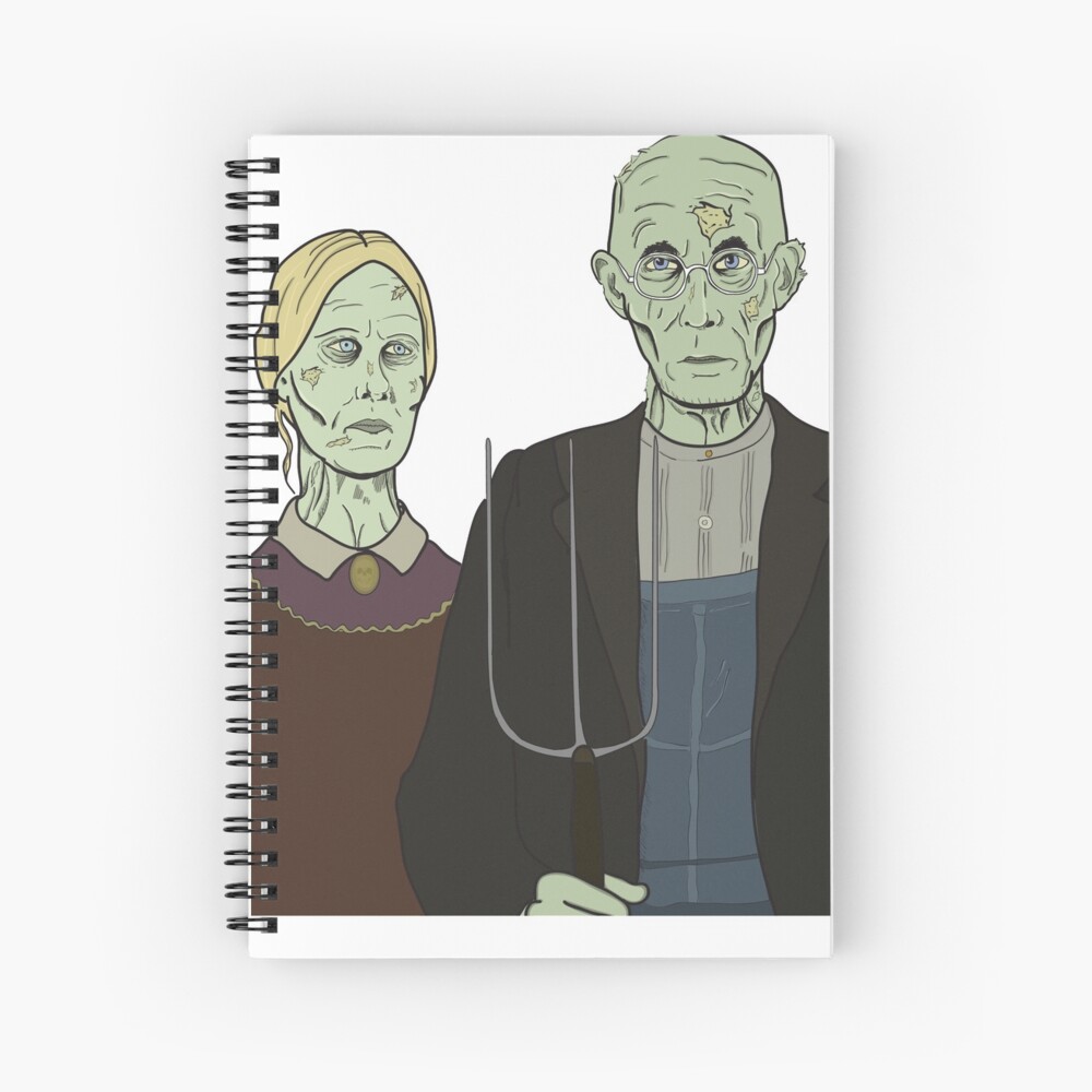 "Zombie American Gothic" Spiral Notebook for Sale by haydoghayy | Redbubble