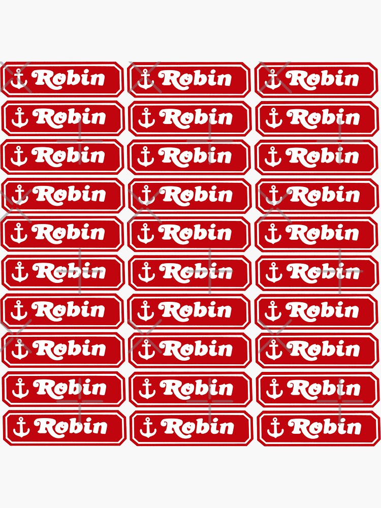 "Robin Scoops Ahoy Name tags " Sticker for Sale by TillyJones | Redbubble