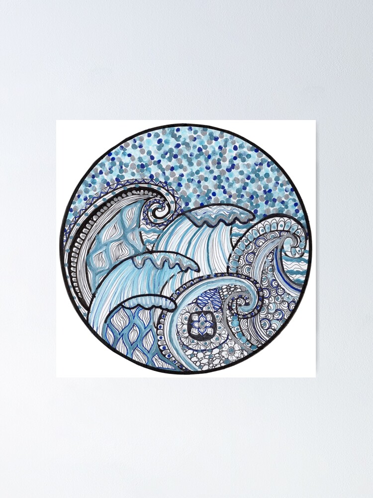 "Ocean Waves Zentangle Design" Poster for Sale by Katie20136 | Redbubble