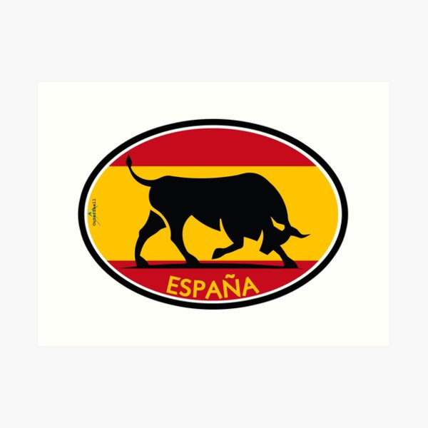 "SPAIN Espana Spanish Bull Flag Oval Style 04 Sticker" Art Print for ...