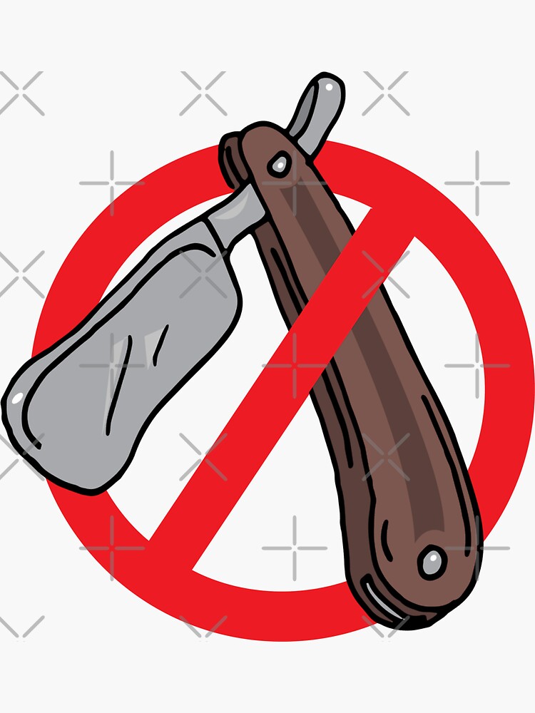 "No Cut Throat Razors Allowed Funny Bearded Barber Sign" Sticker for ...