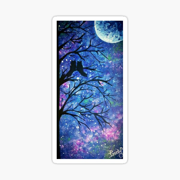 "Synergy - Owl Acrylic Painting" Sticker by forgetmenot8907 | Redbubble