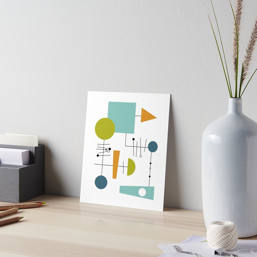 "Retro Flowchart Mid Century Modern Colorful Shapes and Lines" Art ...