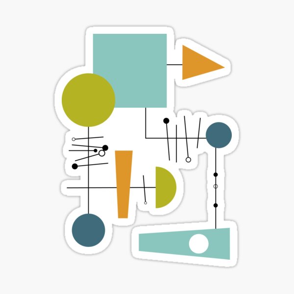 "Retro Flowchart Mid Century Modern Colorful Shapes and Lines" Sticker ...