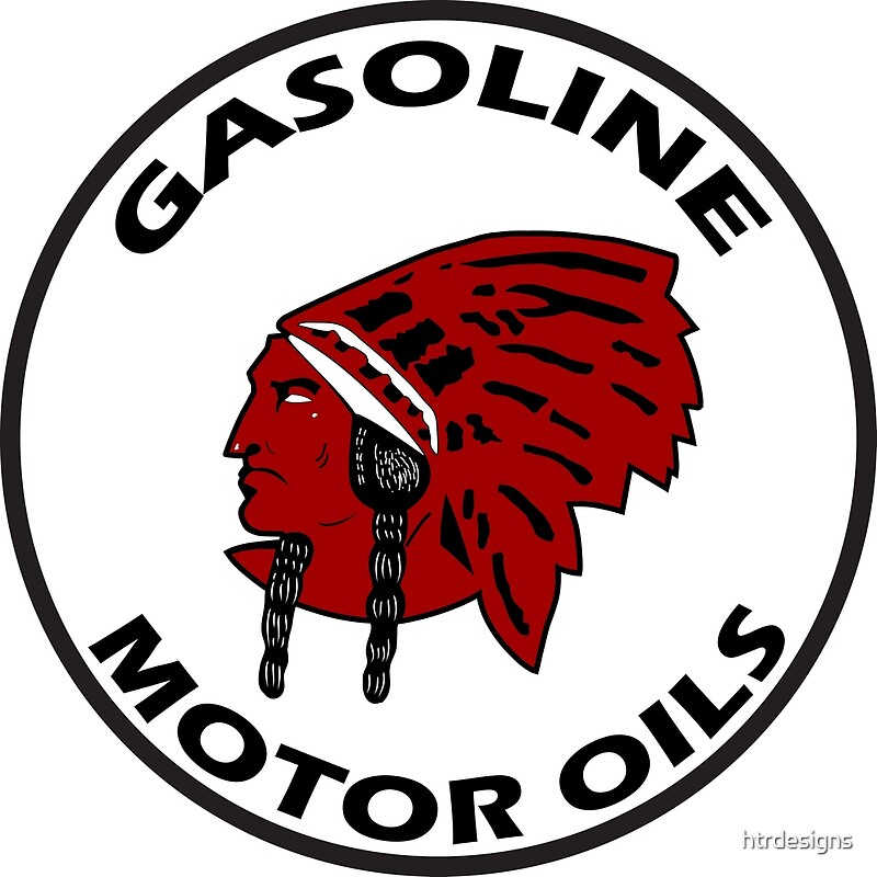 "Red Indian Gasoline vintage sign reproduction" by htrdesigns | Redbubble
