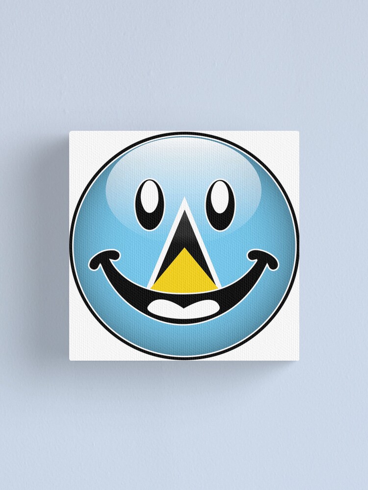 "St Lucia Flag Happy Face Smiley Emoji Button" Canvas Print by identiti ...