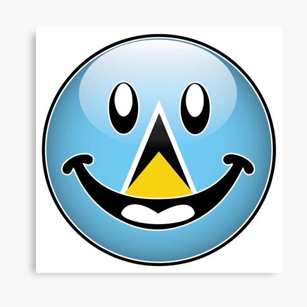 "St Lucia Flag Happy Face Smiley Emoji Button" Canvas Print by identiti ...