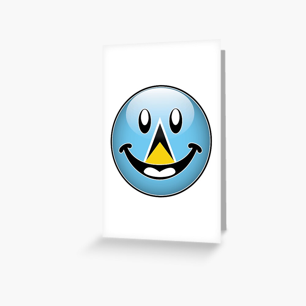 Tarjetas de felicitación «St Lucia Flag Happy Face Smiley Emoji Button ...