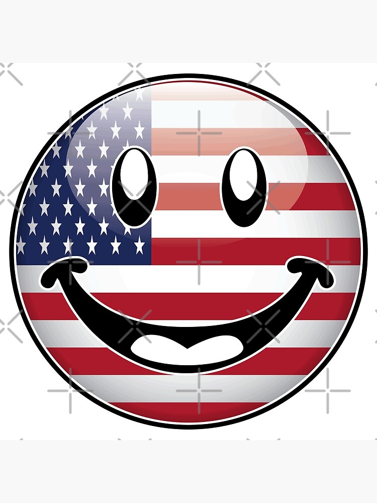 "America USA Flag Happy Face Smiley Emoji Button" Poster for Sale by ...