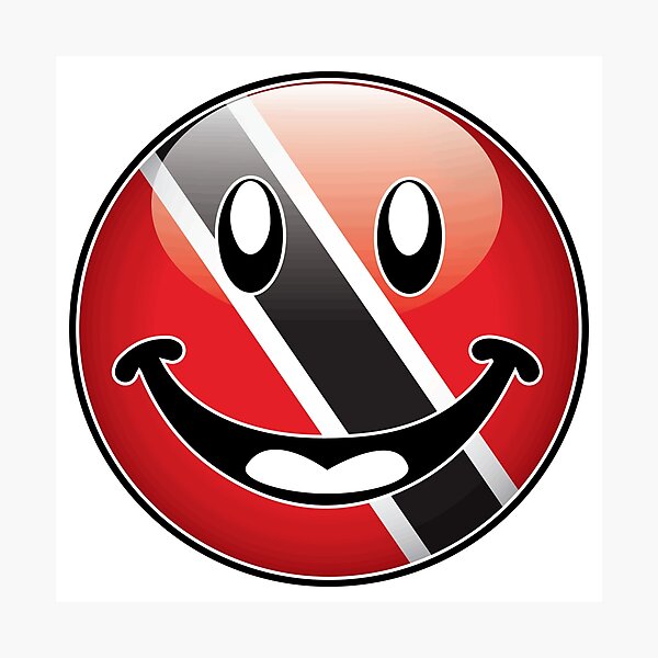 "Trinidad and Tobago Flag Happy Face Smiley Emoji Button" Photographic ...