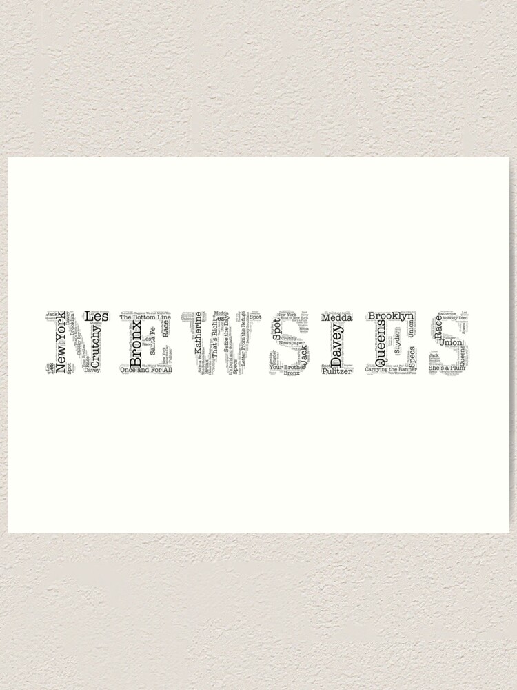 "Newsies Word Art Black and White" Art Print for Sale by ...