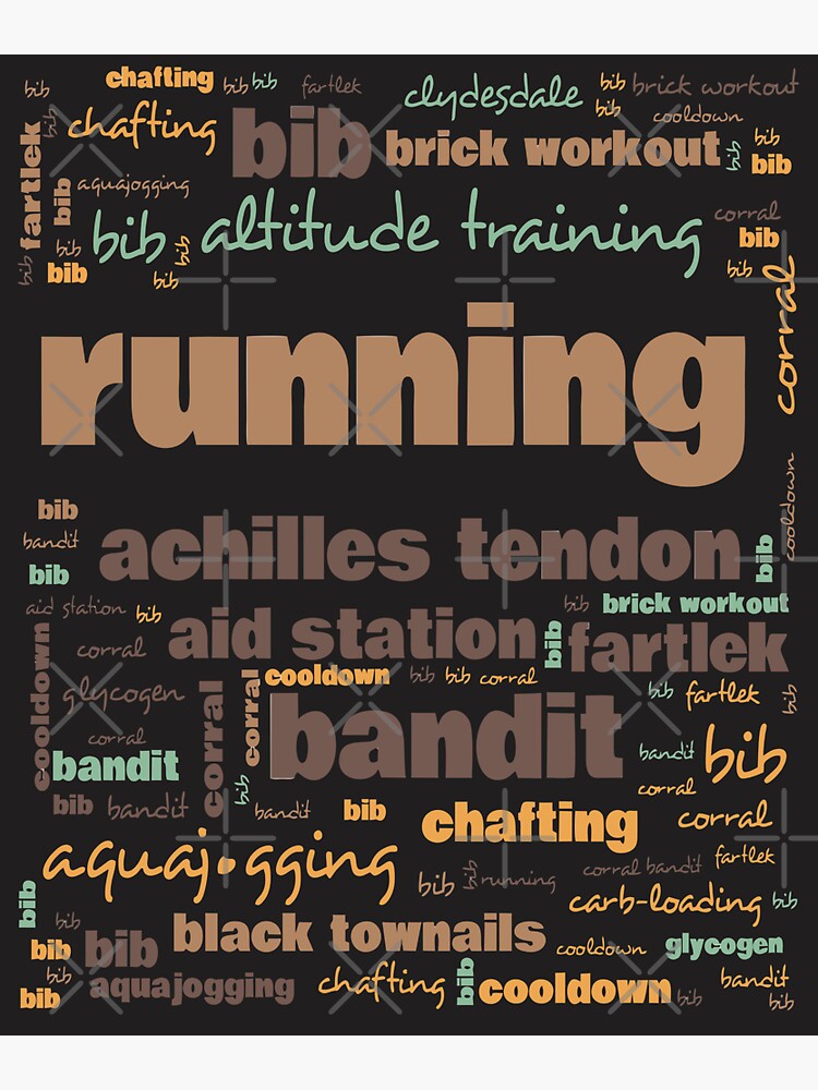 "Running Terminology Commonly Used Runners Terms" Sticker by funnyguy ...