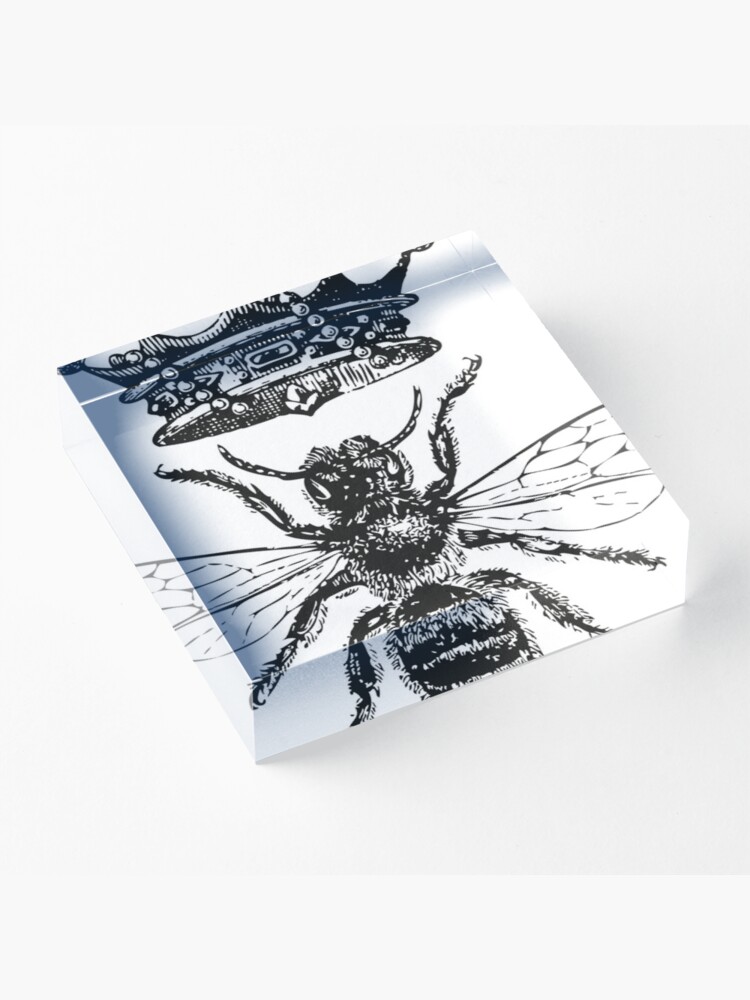 "Queen Bee | Vintage Honey Bees | Black and White | " Acrylic Block for ...