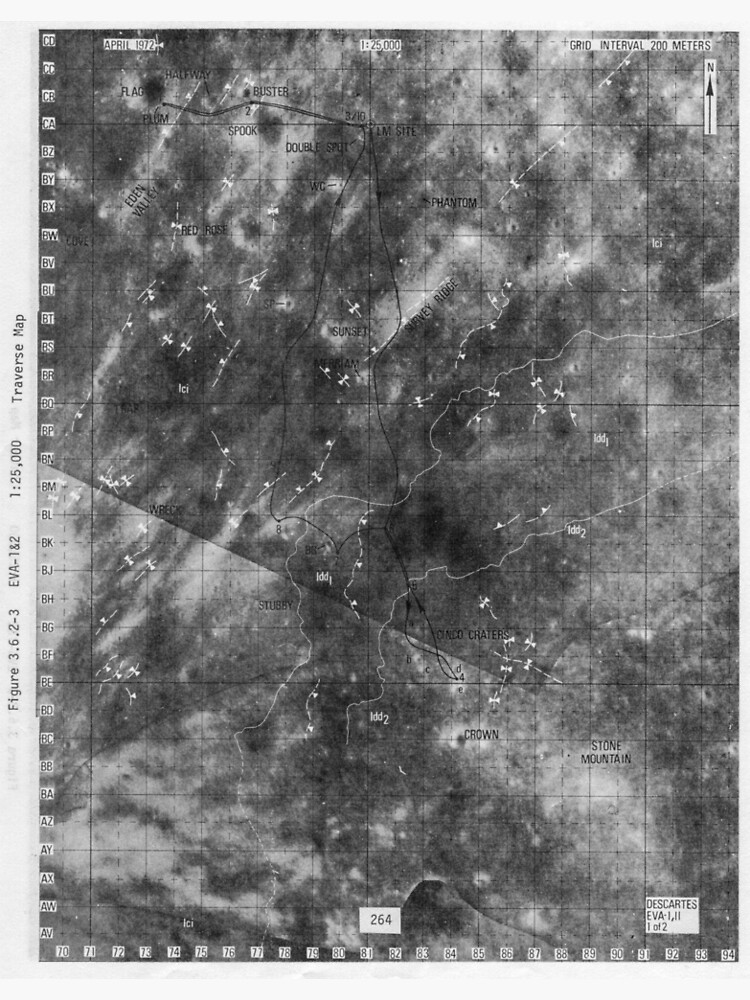 "Apollo 16 - Moon Landing Site Map - a16.lsp264" Art Print for Sale by ...