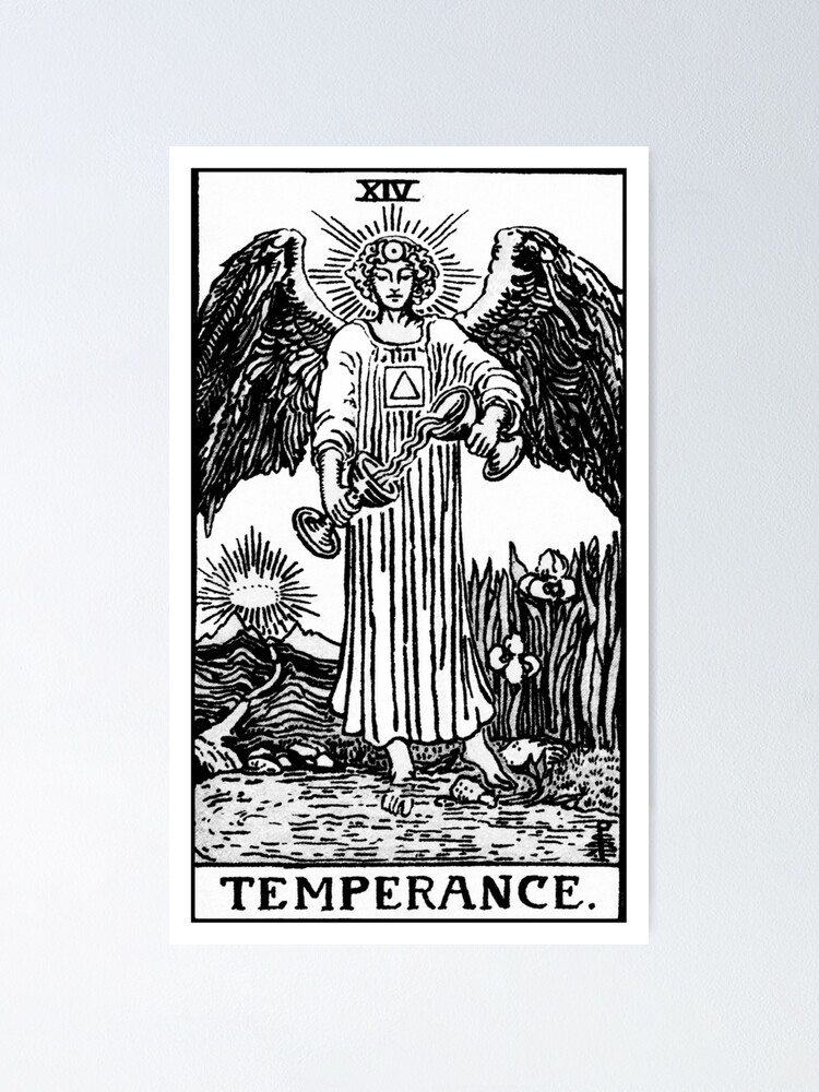 Póster «XIV. Carta de tarot de la templanza | En blanco y negro» de ...