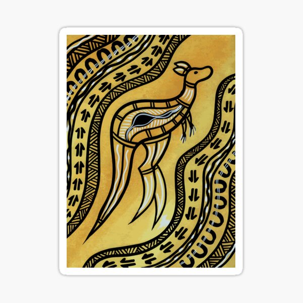 "Authentic Aboriginal Art - Kangaroo" Sticker for Sale by HogarthArts ...