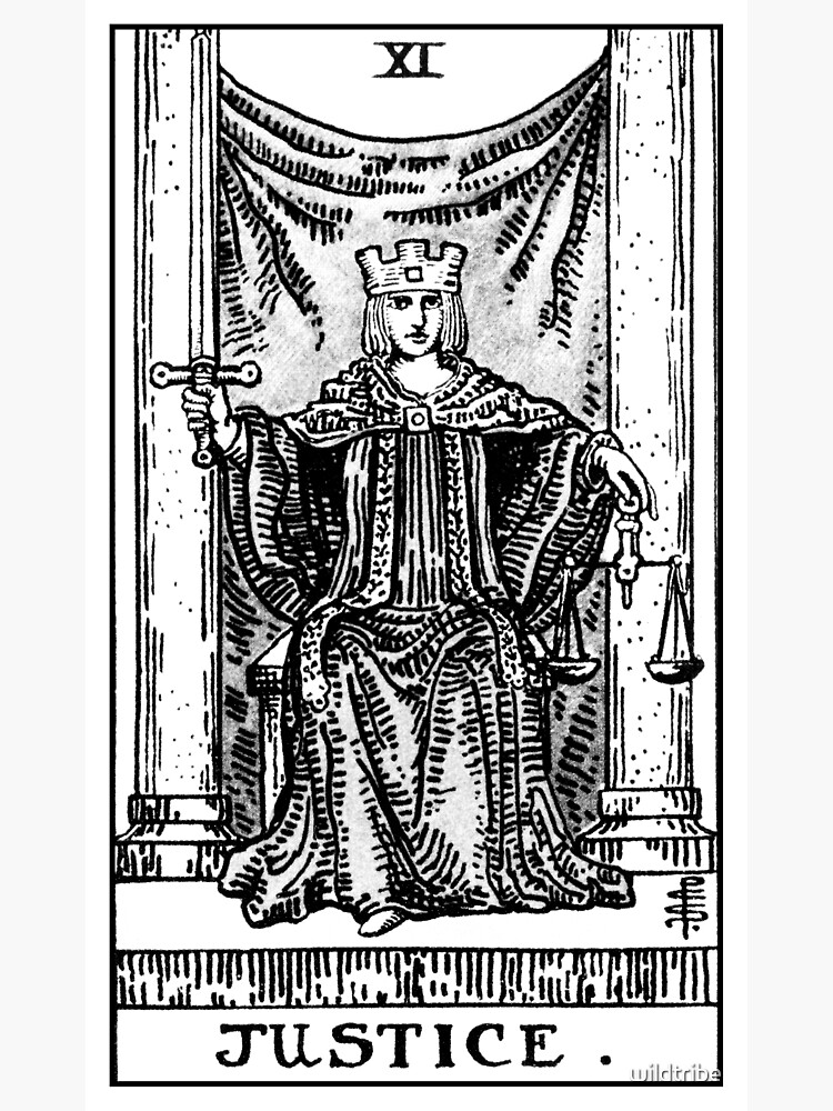 "XI. Justice Tarot Card | Black and white" Art Print for Sale by ...