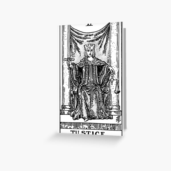"XI. Justice Tarot Card | Black and white" Greeting Card by wildtribe ...