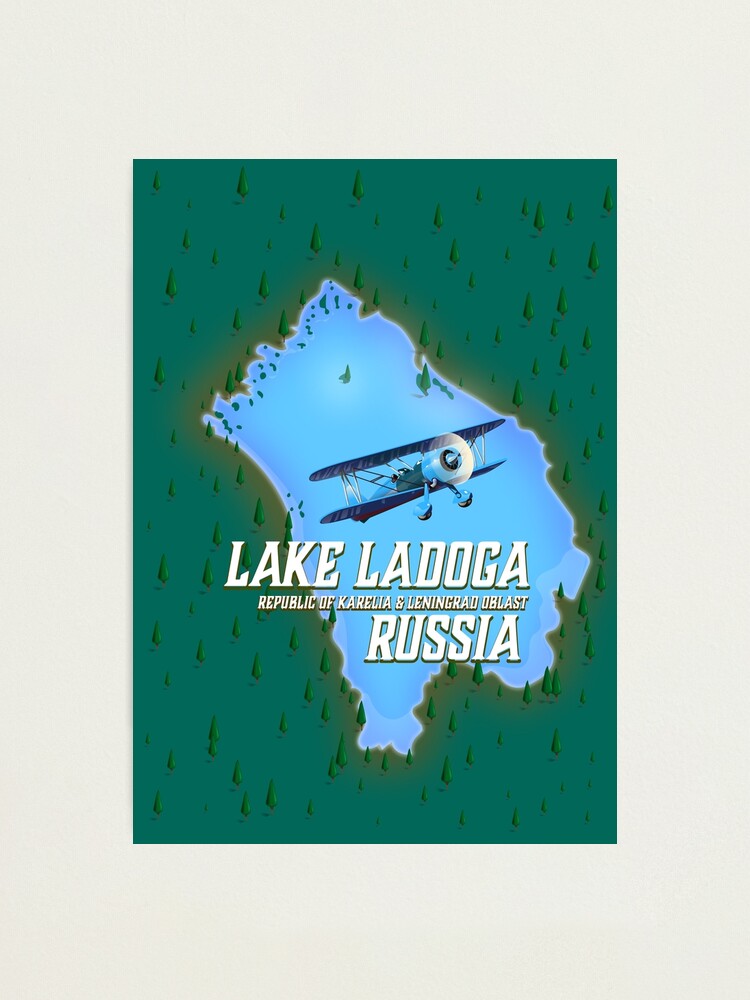 "Lake Ladoga Russian travel map poster map." Photographic Print by ...