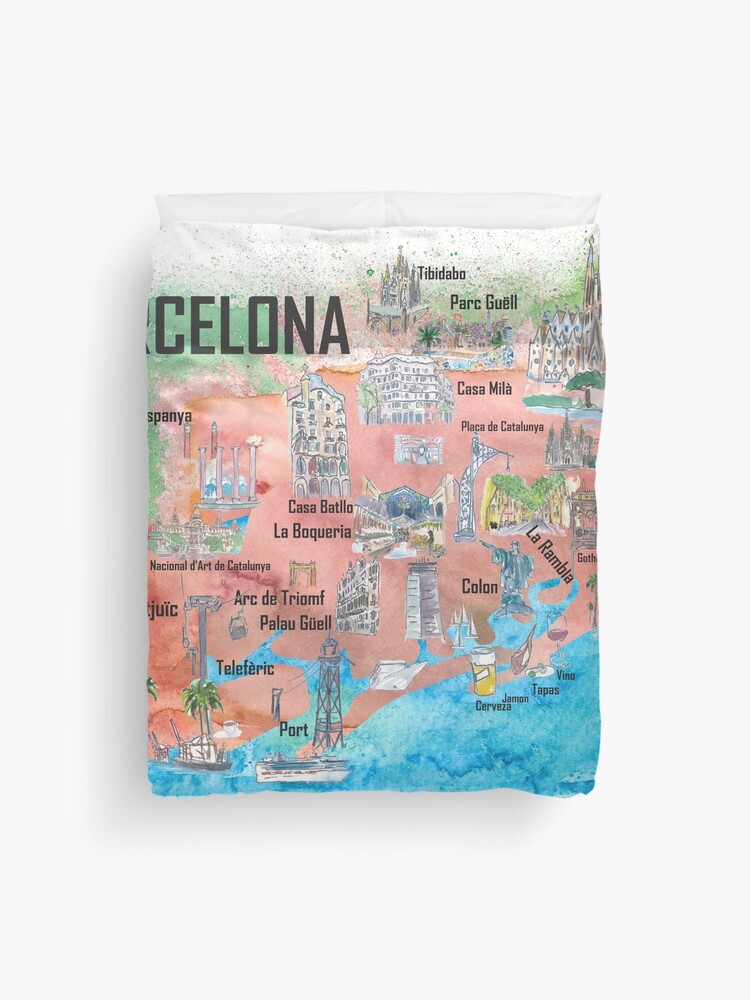 "Barcelona Catalonia Spain Illustrated travel poster Favorite Map ...