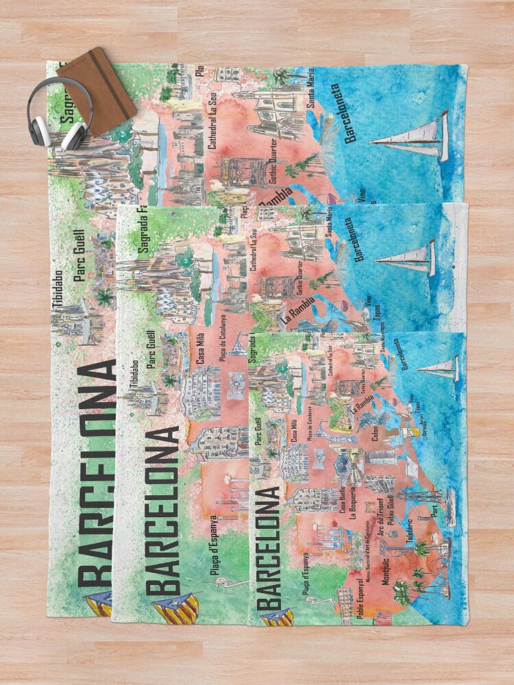 "Barcelona Catalonia Spain Illustrated travel poster Favorite Map ...