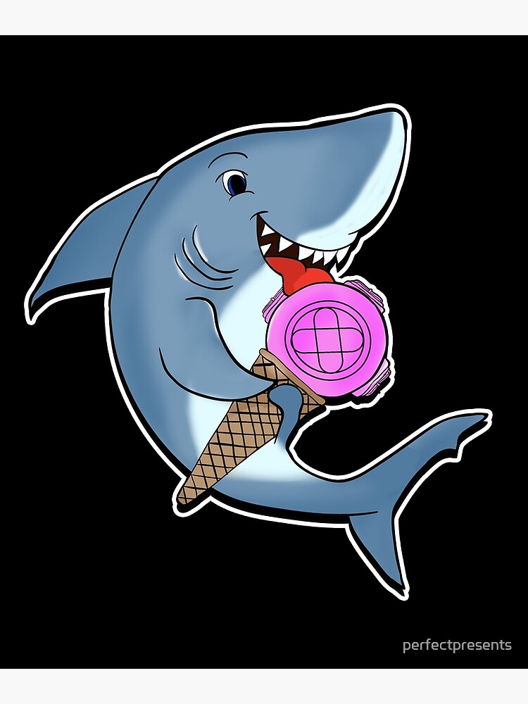 "Adorable Shark Licking Ice Cream Cute Shark Lovers" Poster by ...