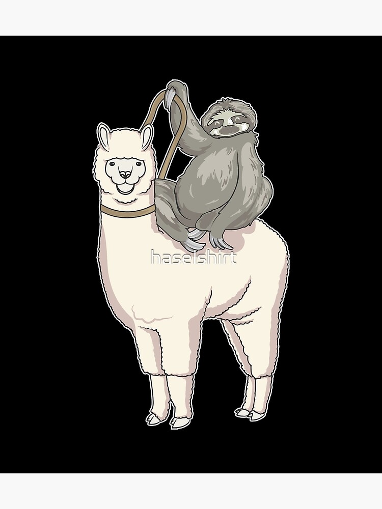"Cute Sloth Riding Llama Spirit Animal Gift Idea" Poster for Sale by ...
