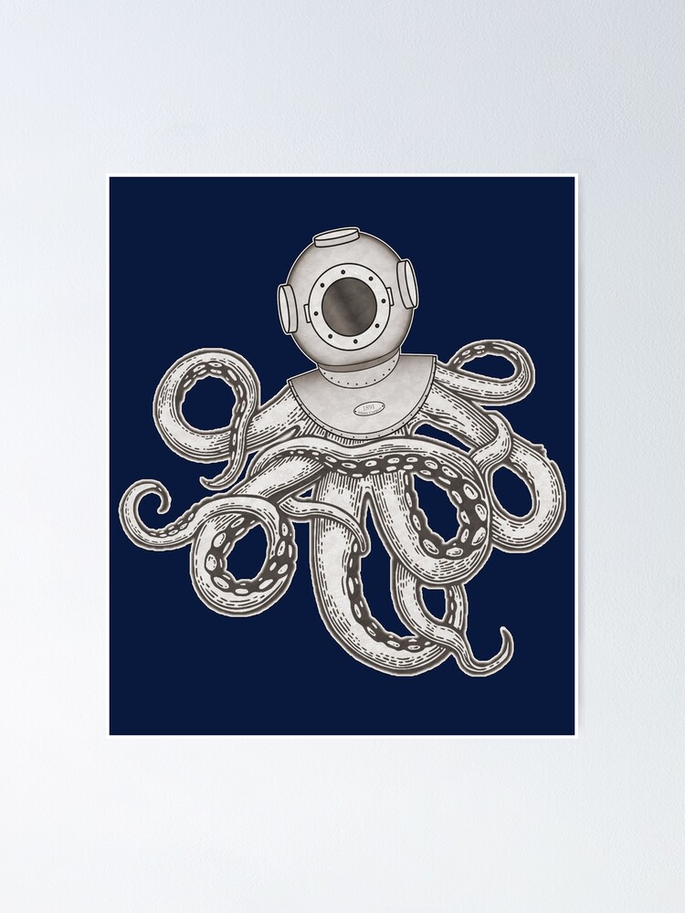 "Steampunk Octopus With Diving Bell" Poster for Sale by dofthec | Redbubble