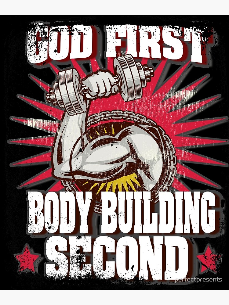 "God First Bodybuilding Second Religious Lifting" Poster for Sale by ...