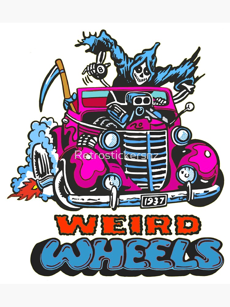 "Weird Wheels" Sticker for Sale by Retrostickersnz | Redbubble