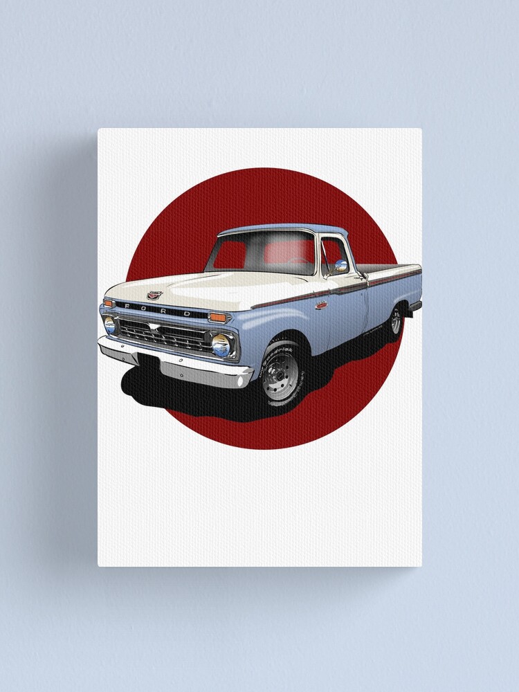 "1966 Ford F100 Custom Cab - Light Blue & White" Canvas Print by ...