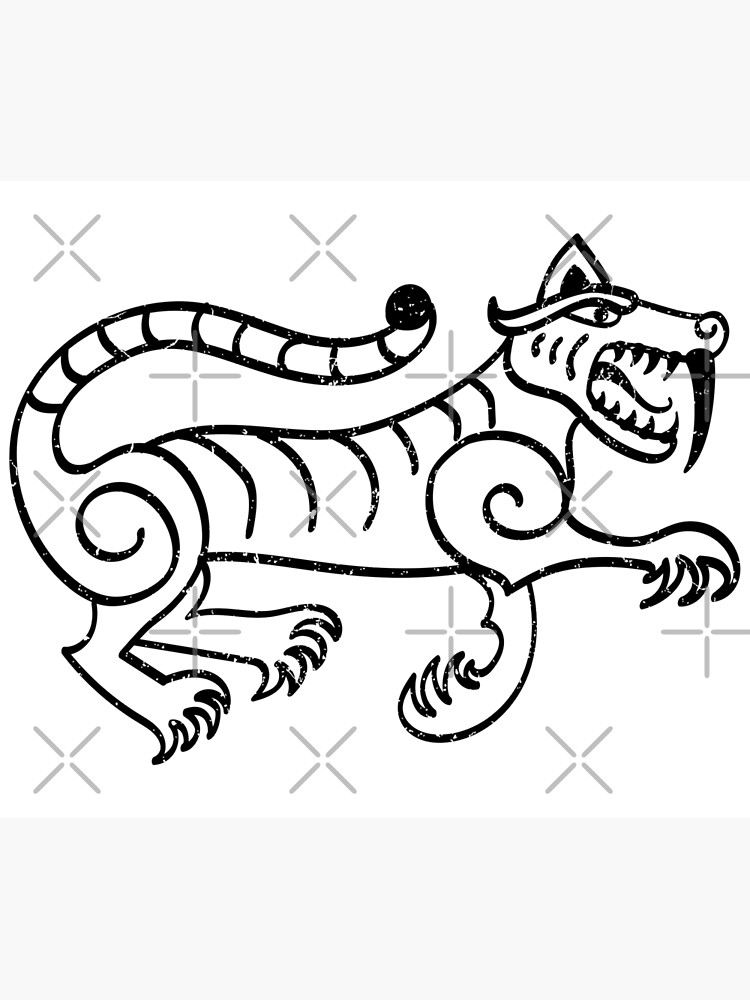 "Fierce Black Sabertooth Tiger Pictoglyph" Art Print by argentwhiskers ...