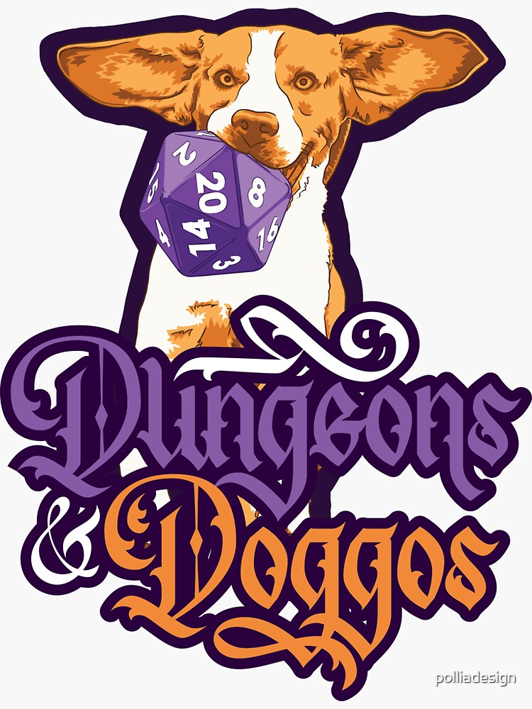 "Dungeons and Doggos" Sticker for Sale by polliadesign | Redbubble