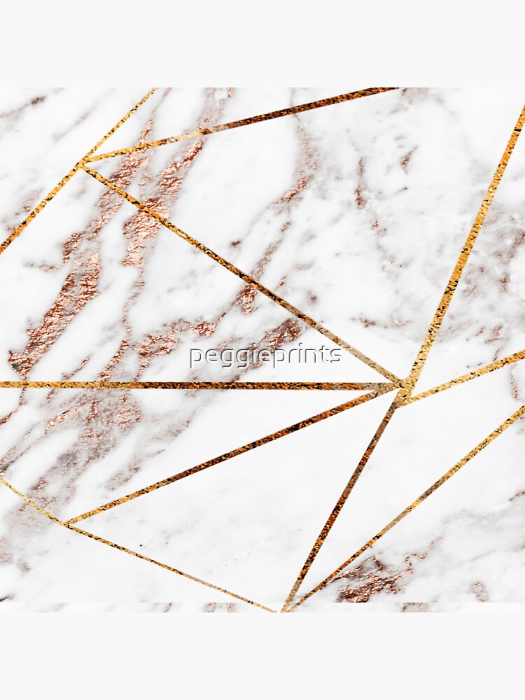 "Geometric metallic style rose gold marble" Sticker by peggieprints ...