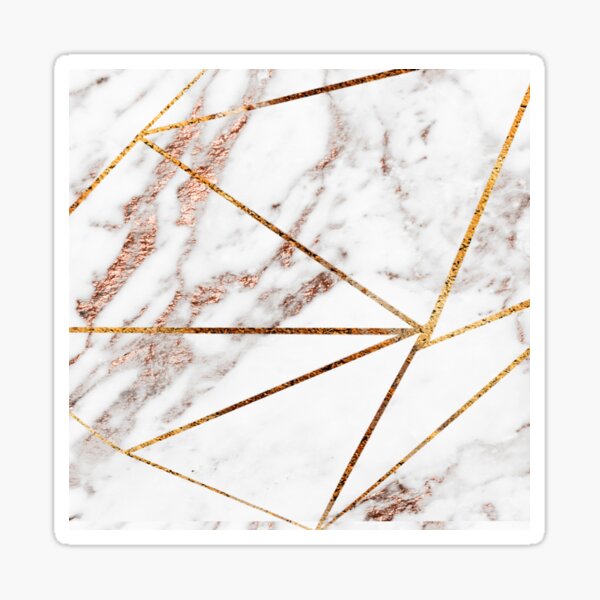 "Geometric metallic style rose gold marble" Sticker by peggieprints ...