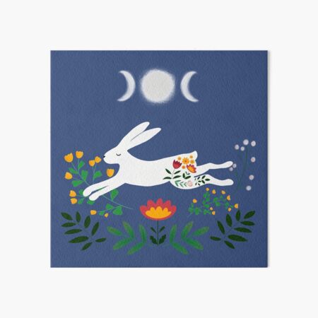 "Leaping Hare Folk Art" Art Board Print by shilohova | Redbubble
