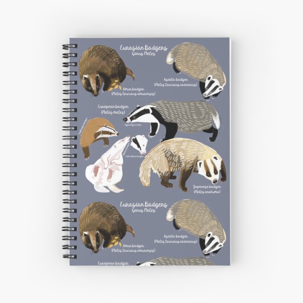 "Badgers Meles Genus Poster " Spiral Notebook for Sale by belettelepink ...