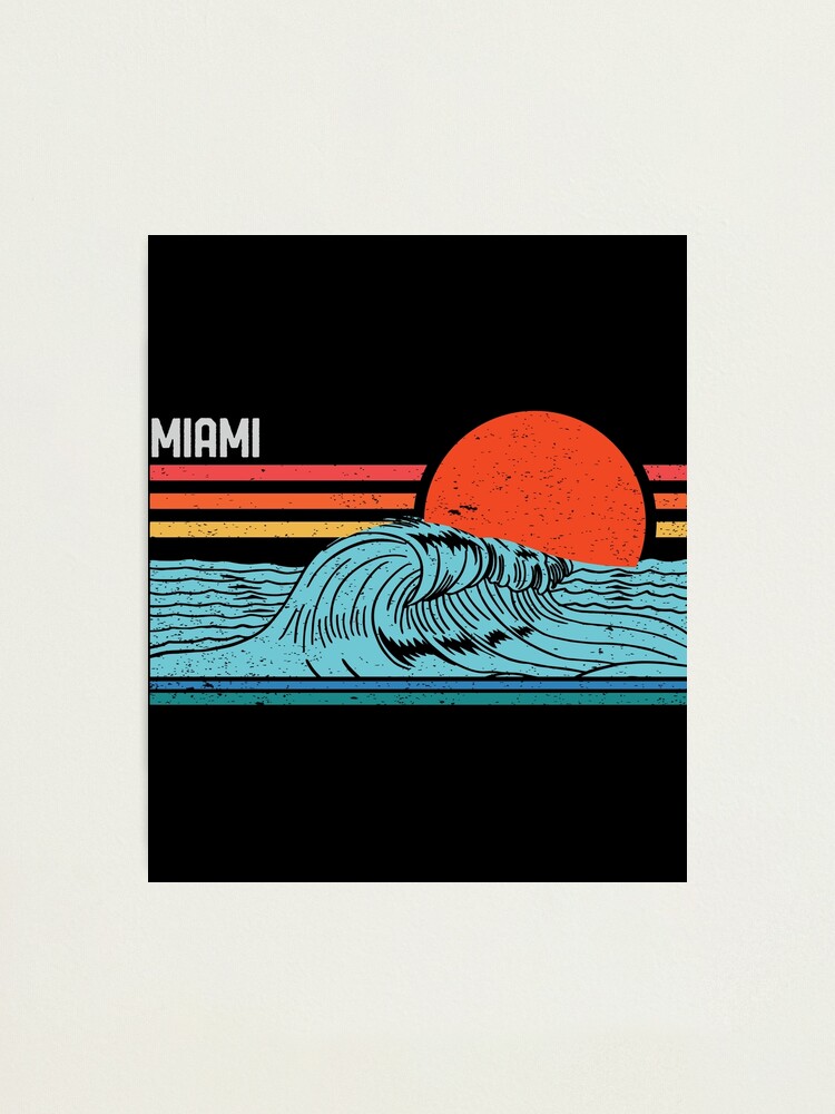 "Vintage Miami Beach Surf Retro Surfing 80s 90s Souvenir" Photographic ...