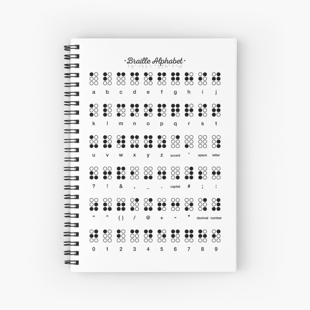 "Braille Alphabet" Spiral Notebook for Sale by innasoyturk | Redbubble