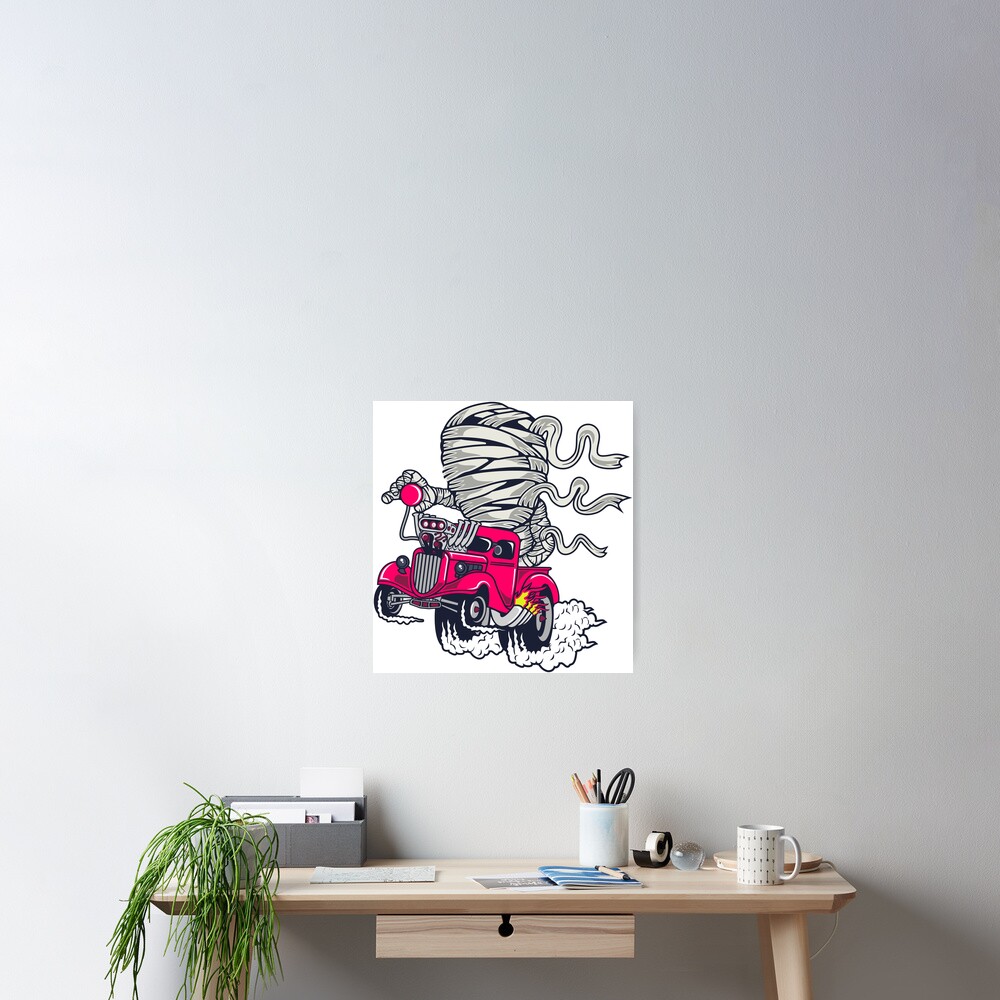 Póster «Dibujo de dibujos animados de Mummy Race Jeep Car Racer» de ...