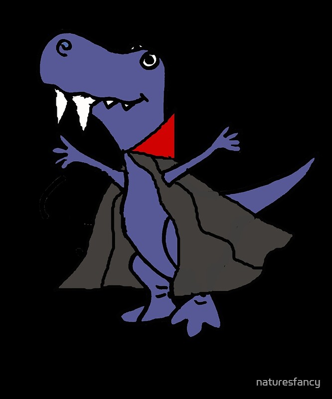 "Funny T-rex Dinosaur Vampire Cartoon" by naturesfancy | Redbubble