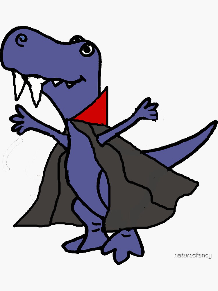 "Funny T-rex Dinosaur Vampire Cartoon" Sticker by naturesfancy | Redbubble