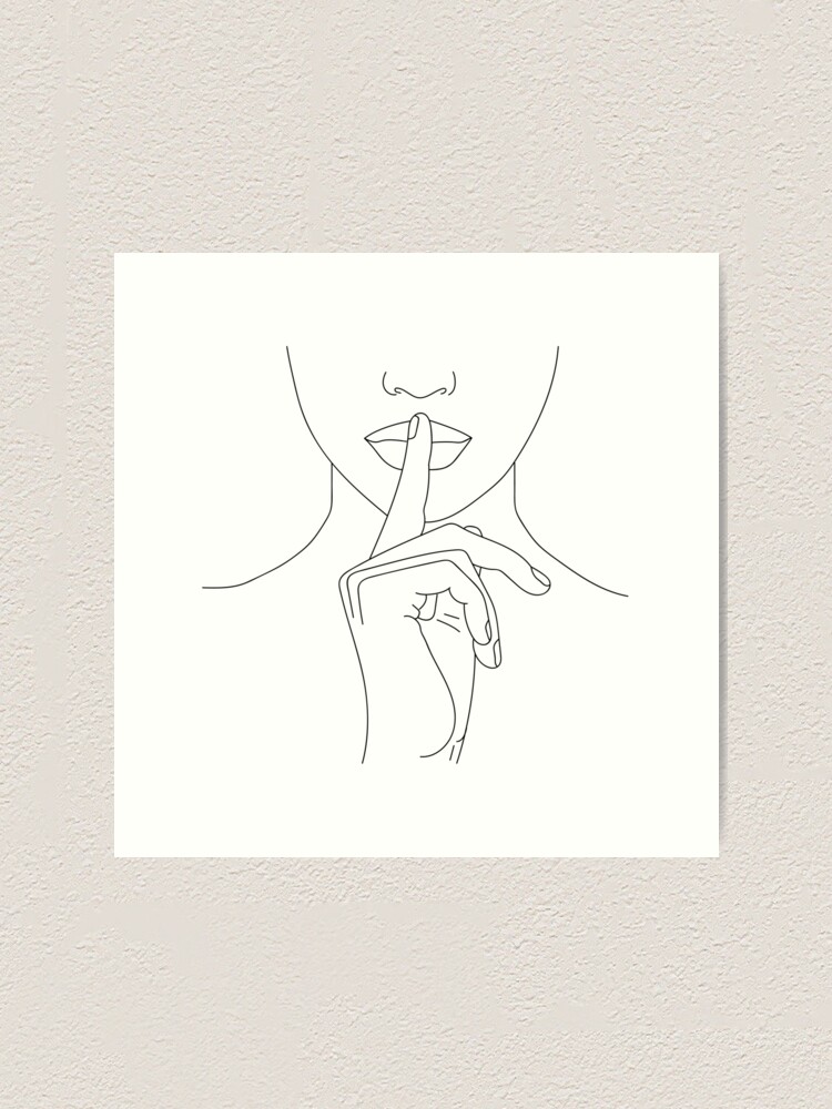 "simple minimal line girl shh" Art Print by tuurskaya | Redbubble