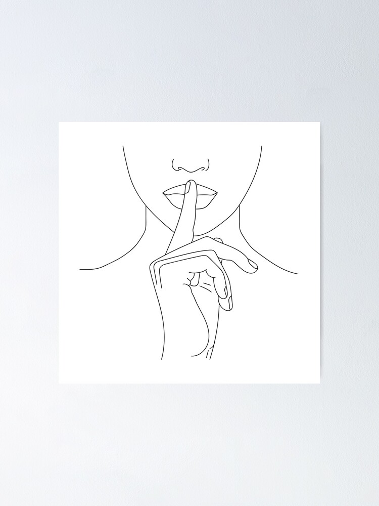 "simple minimal line girl shh" Poster for Sale by tuurskaya | Redbubble