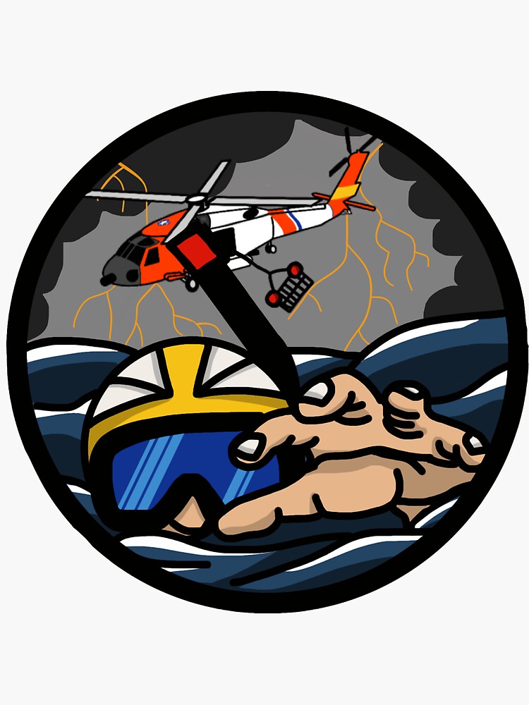 "US Coast Guard Rescue Swimmer Storm - HH60" Sticker for Sale by ...