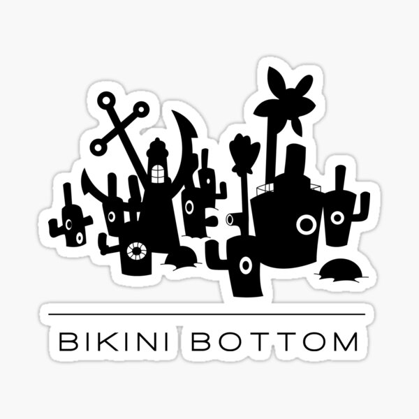 "Bikini Bottom Skyline (Black)" Sticker for Sale by alexamorgan | Redbubble