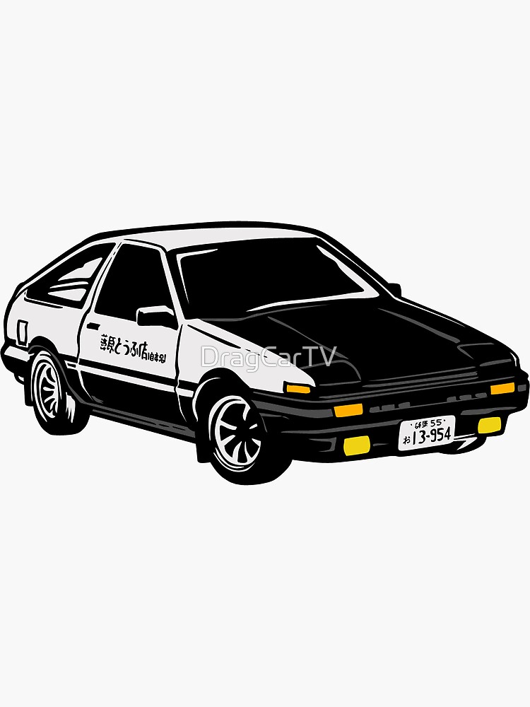 "AE86 (Initial D)" Sticker for Sale by DragCarTV | Redbubble
