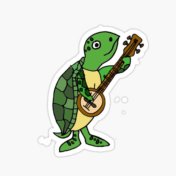 "Cute Sea Turtle Playing Banjo Cartoon" Sticker by naturesfancy | Redbubble